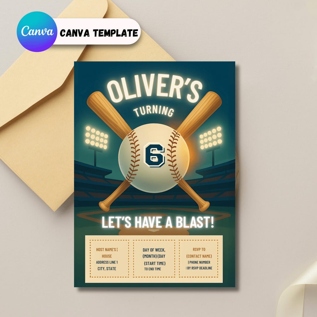 Baseball Birthday Invitation, Boy Sports Themed Invitation, Editable ...