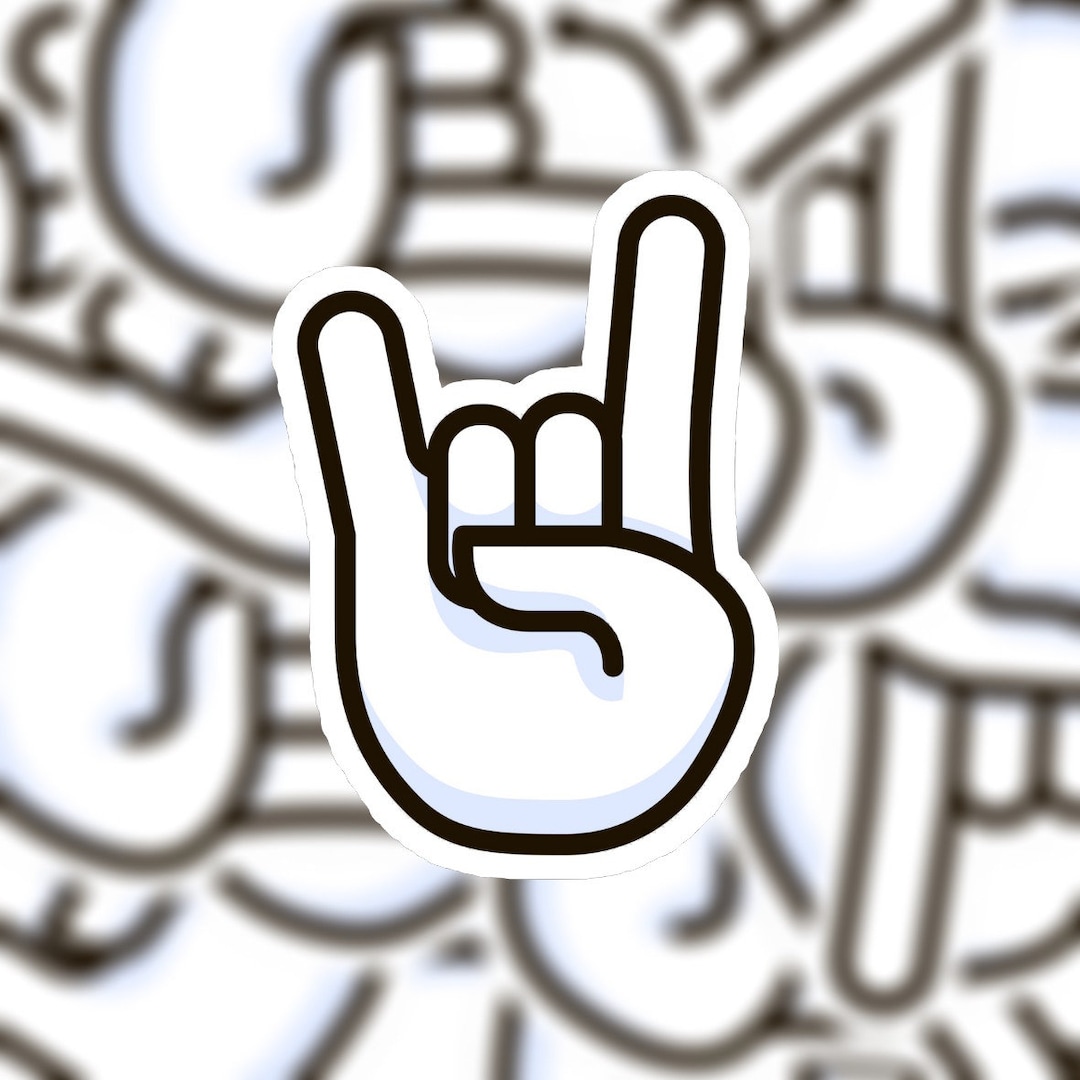 Horns Hand Emoji Sticker Holographic Sticker Vinyl Sticker - Etsy