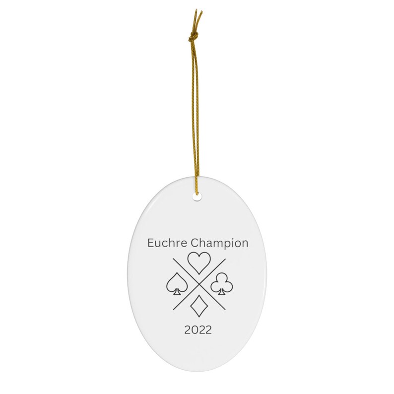 Euchre Champ Ornament Euchre Player Holiday Gift Idea Euchre Champ Euchre Tournament Euchre ...