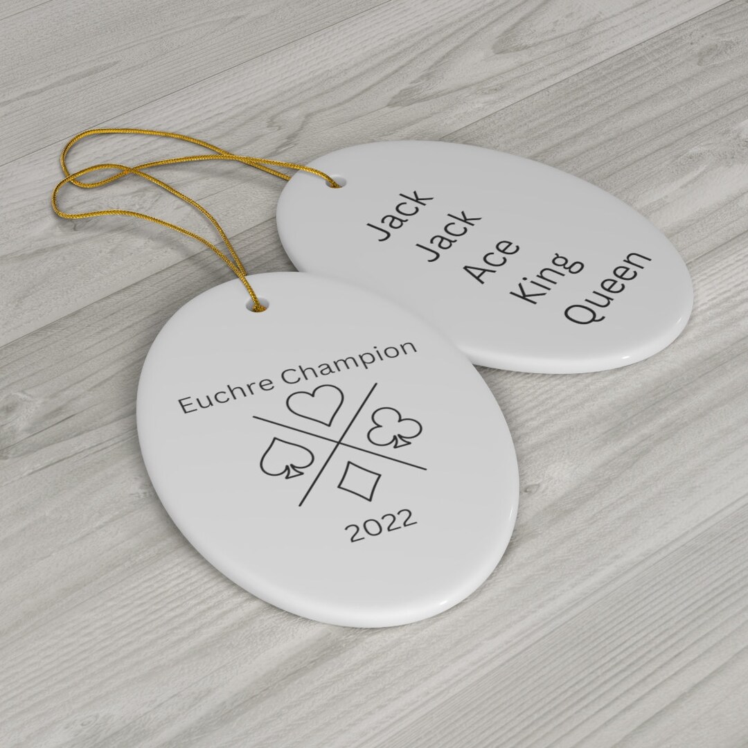 Euchre Champ Ornament Euchre Player Holiday Gift Idea Euchre Champ Euchre Tournament Euchre ...