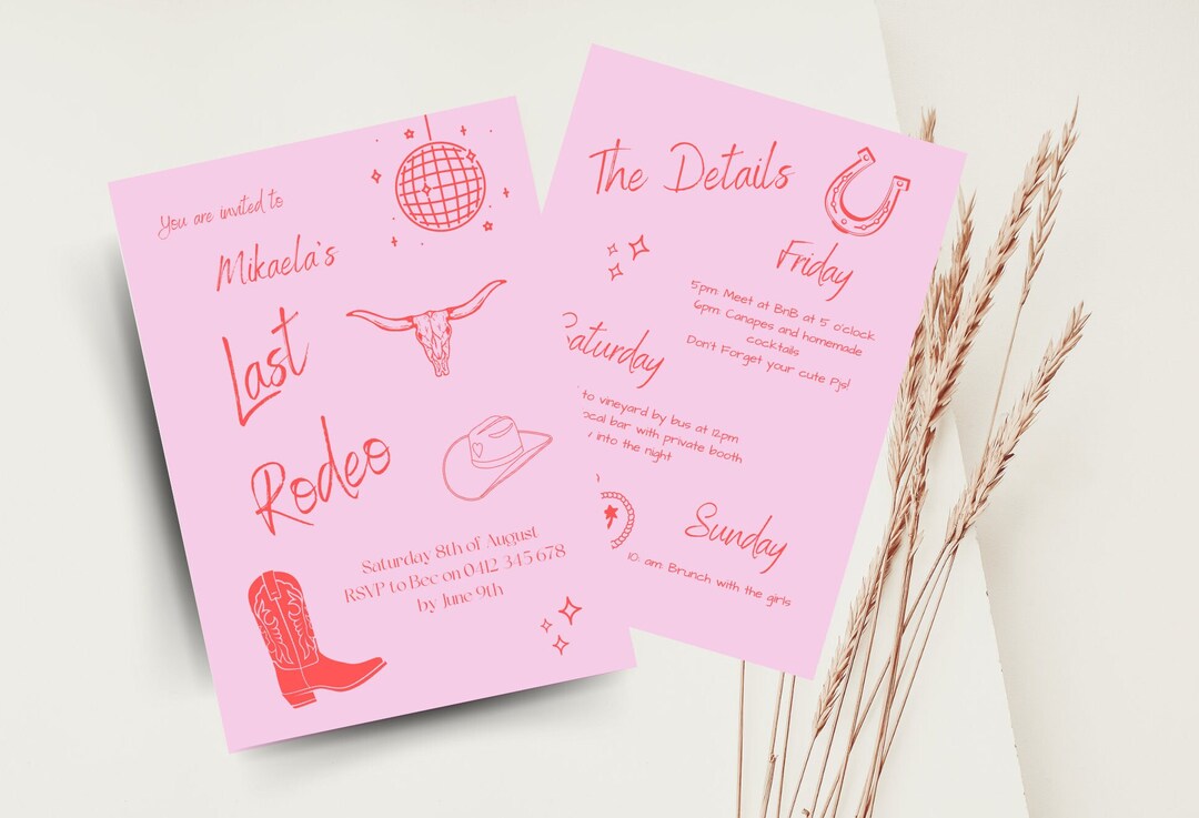 Last Rodeo Hens Party Invitation Pink - Etsy