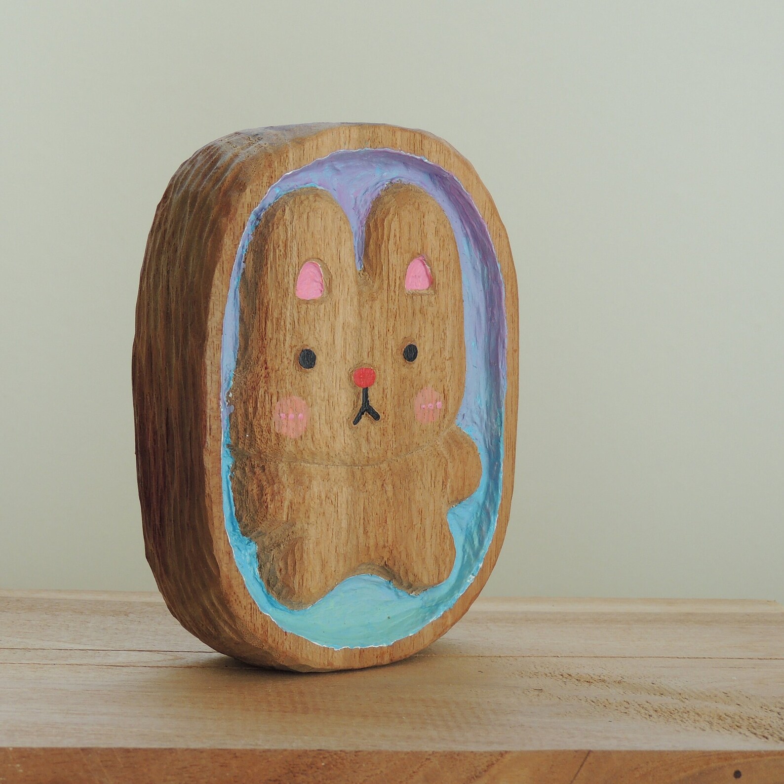 Whimsical Wood Carving: Low Relief Rabbit Figurine - Etsy