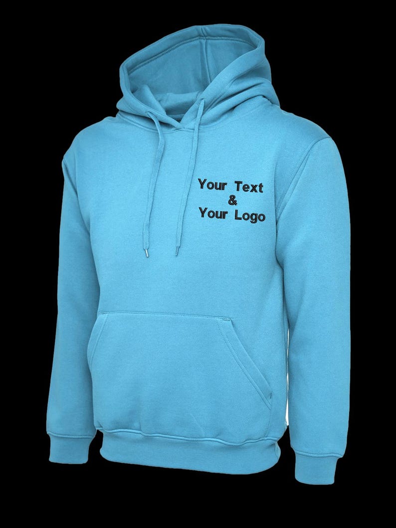 Personalised Custom Embroidered Classic Hooded Sweatshirt Your Text ...