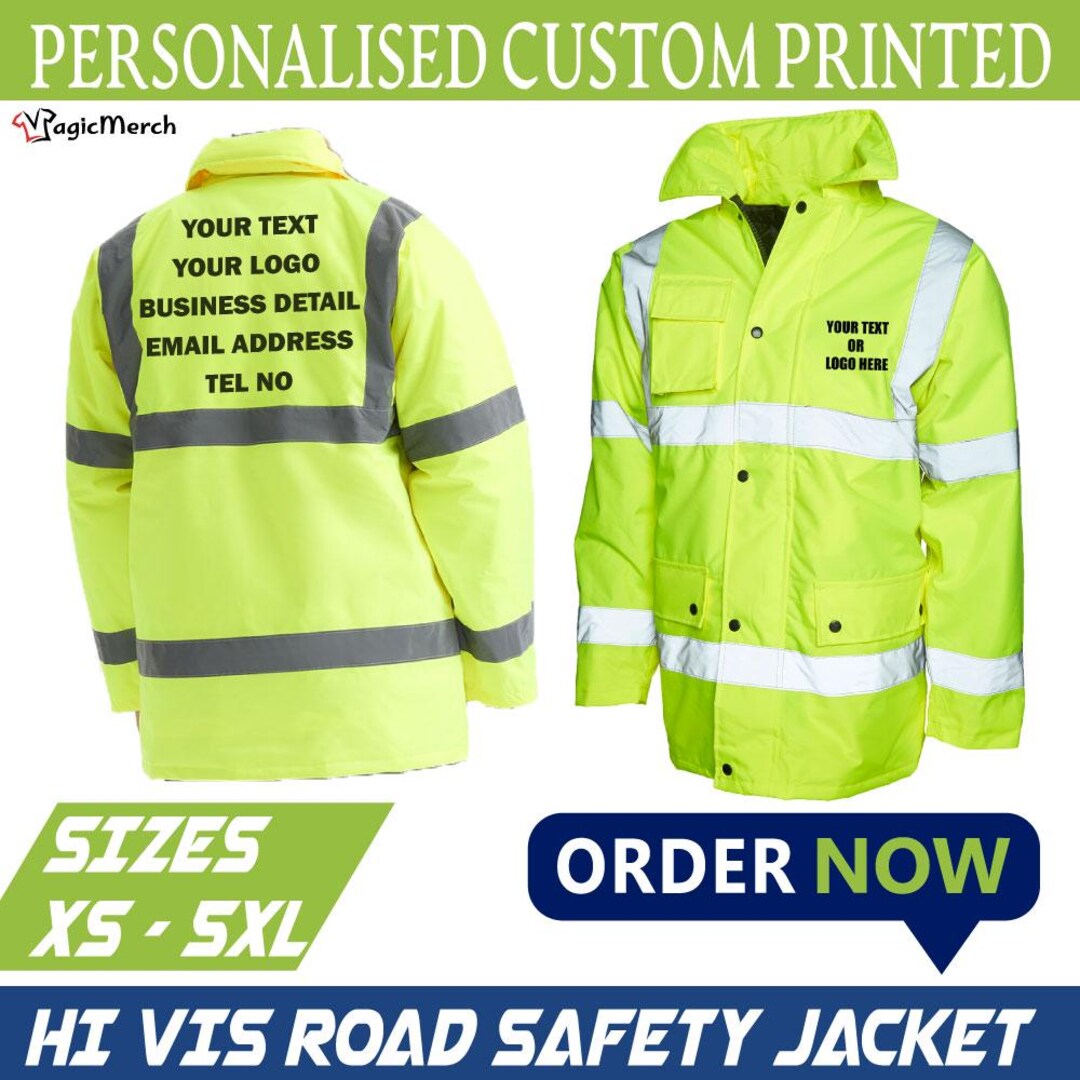 Personalised Custom Printed Uneek Hi Vis Road Safety Work Wear Security ...