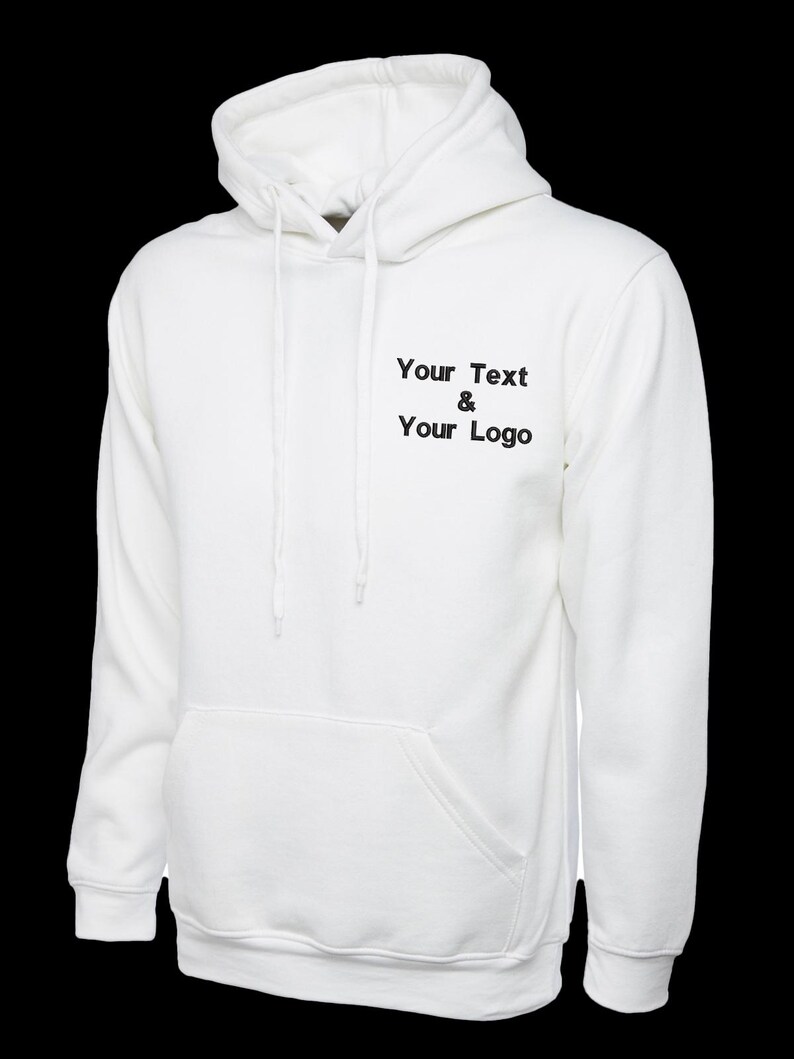 Personalised Custom Embroidered Classic Hooded Sweatshirt Your Text ...