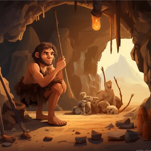 Primitive Cave Life Illustration Png, Digital Download - Etsy