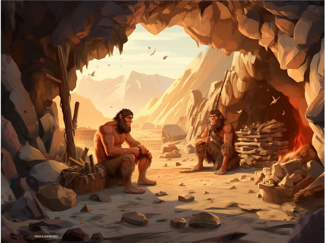 Primitive Cave Life Illustration Png, Digital Download - Etsy
