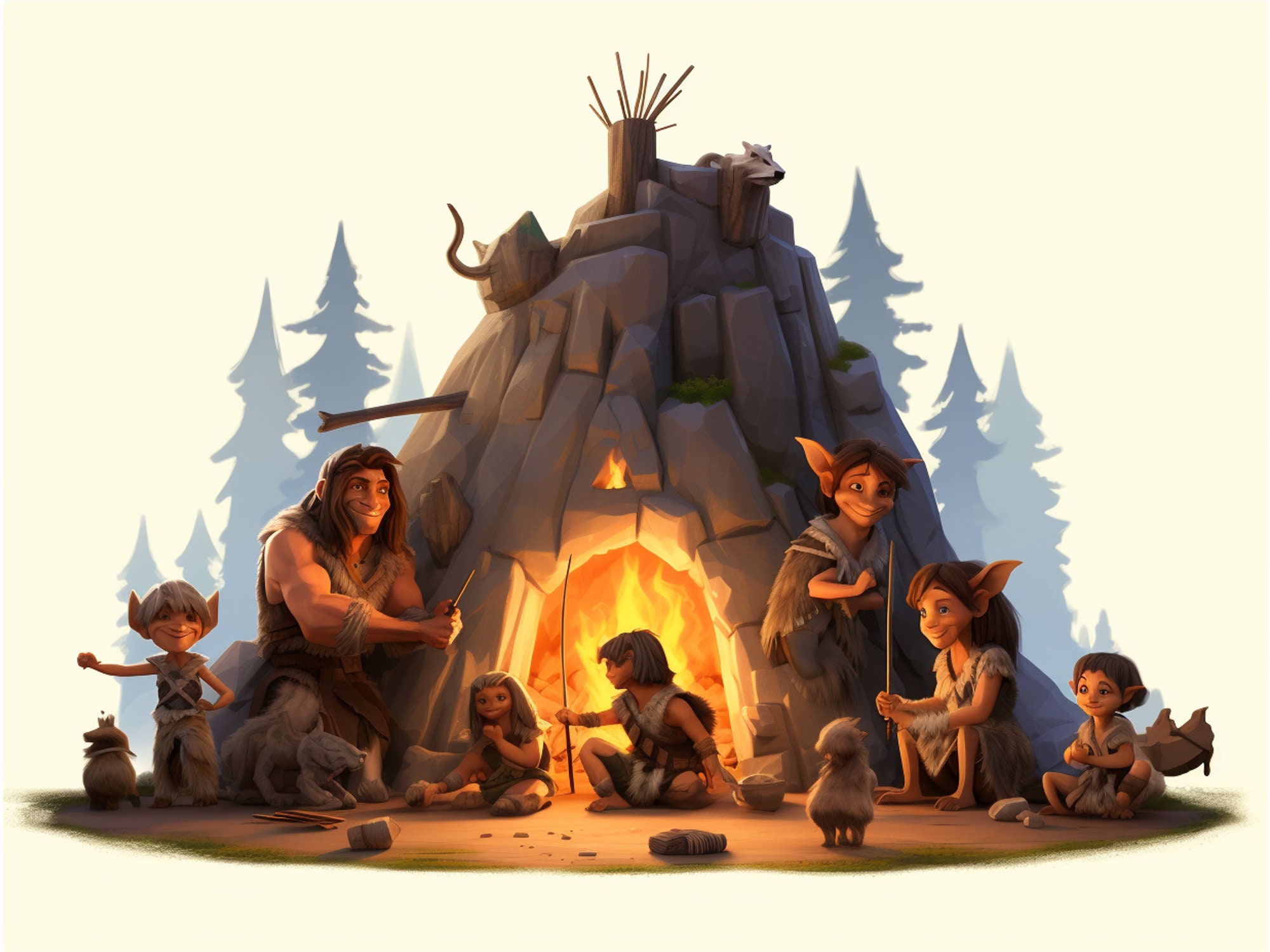 Primitive Cave Life Illustration Png, Digital Download - Etsy