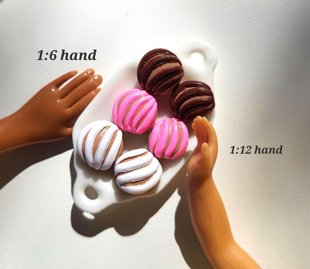 6 Mini Conchas, Dollhouse Mexican Sweet Bread, Tiny Pan Dulce, 1/12 ...