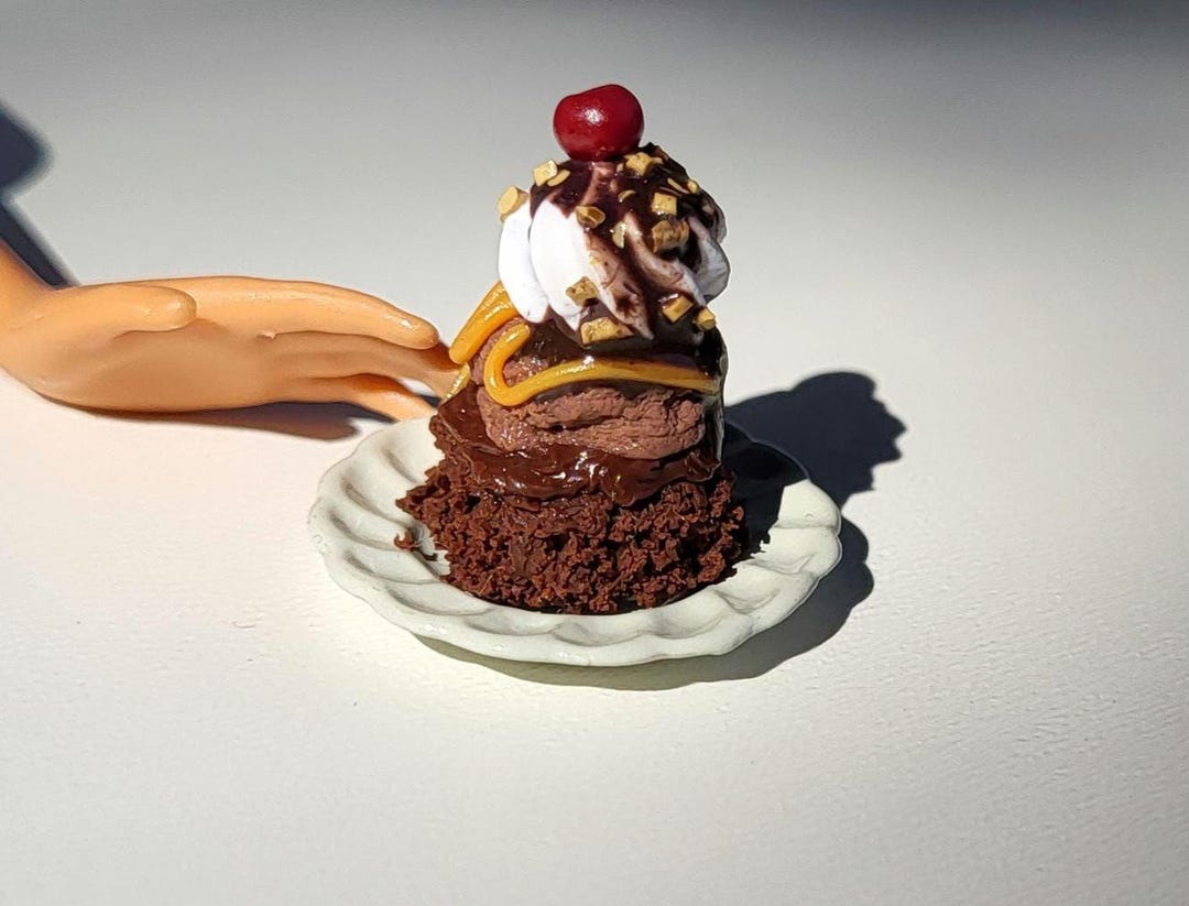 Mini Brownie Sundae, Faux Icecream, Fashion Doll Desserts, Miniature ...
