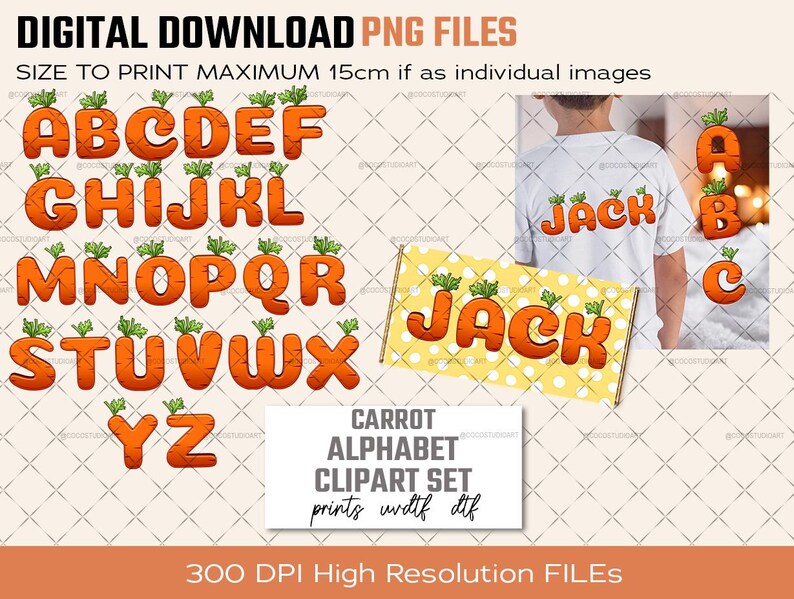 Carrot Alphabet Clipart, Easter PNG Bundle (digital Download) - Etsy