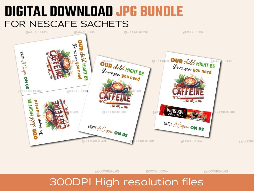 Backing Card for Instant Coffee Sachets Personlised Gift School End ...