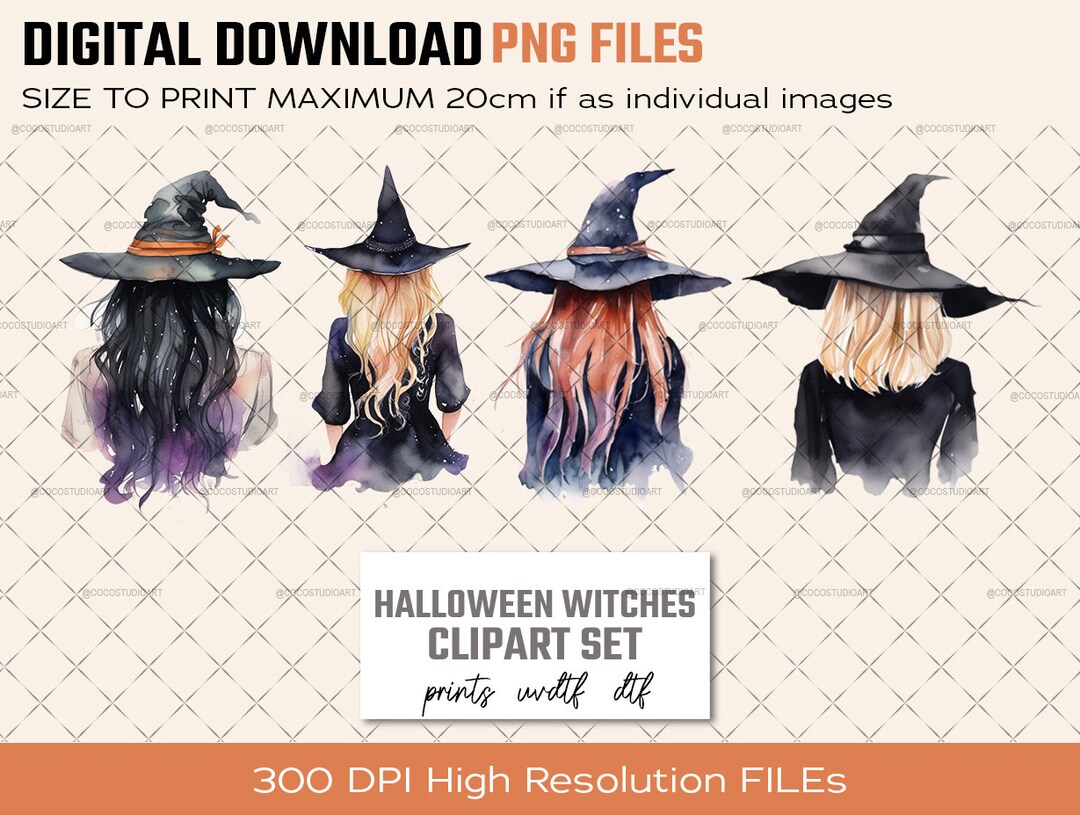 Halloween Witches Clipart Set, PNG Files (digital Download) - Etsy