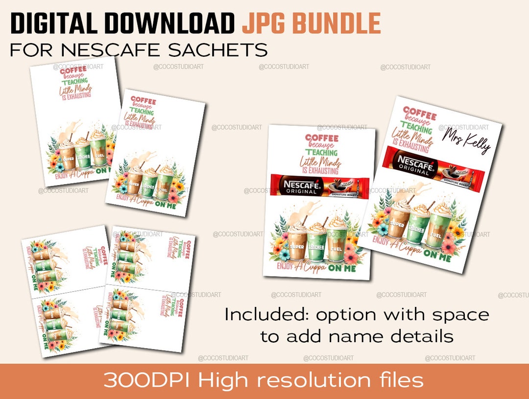 Backing Card for Instant Coffee Sachets Personlised Gift School End - Etsy