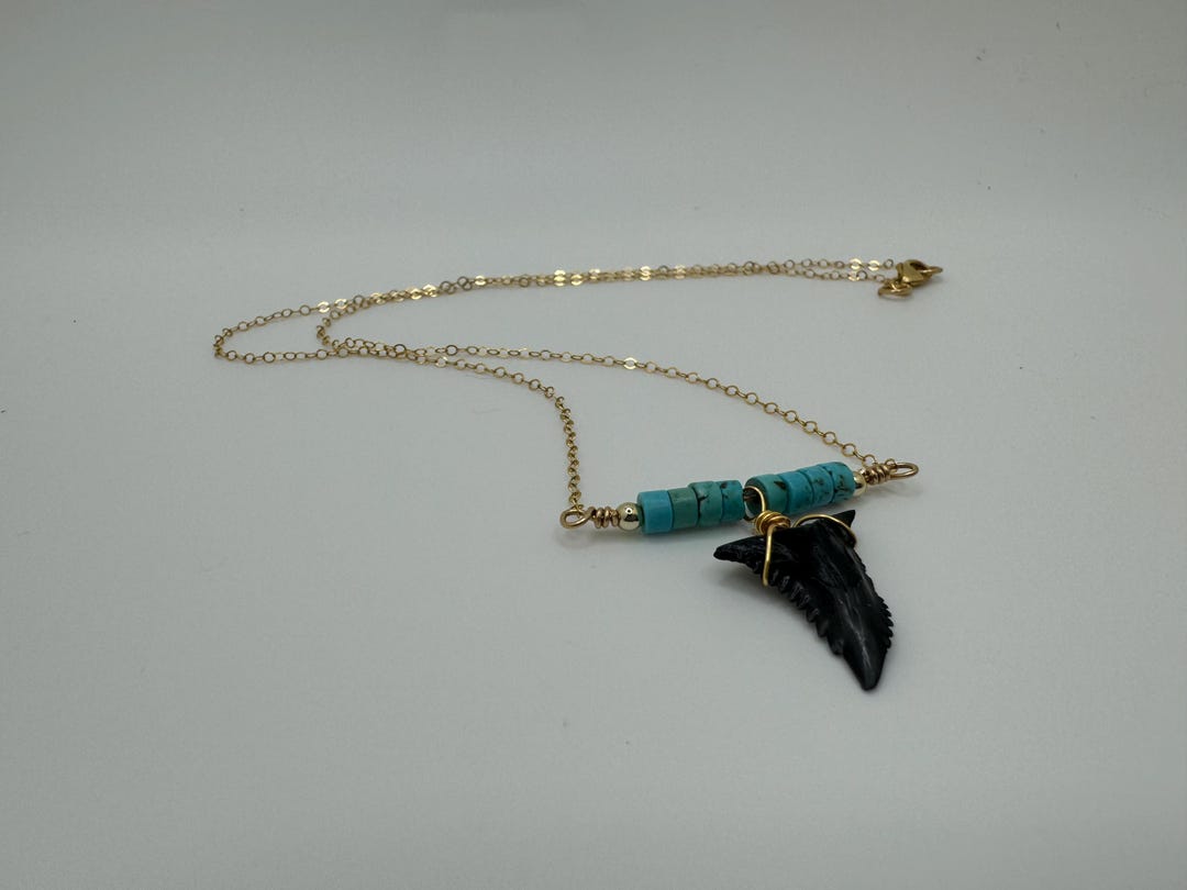 Snaggletooth + Turquoise Necklace 14k Gold Filled - Etsy