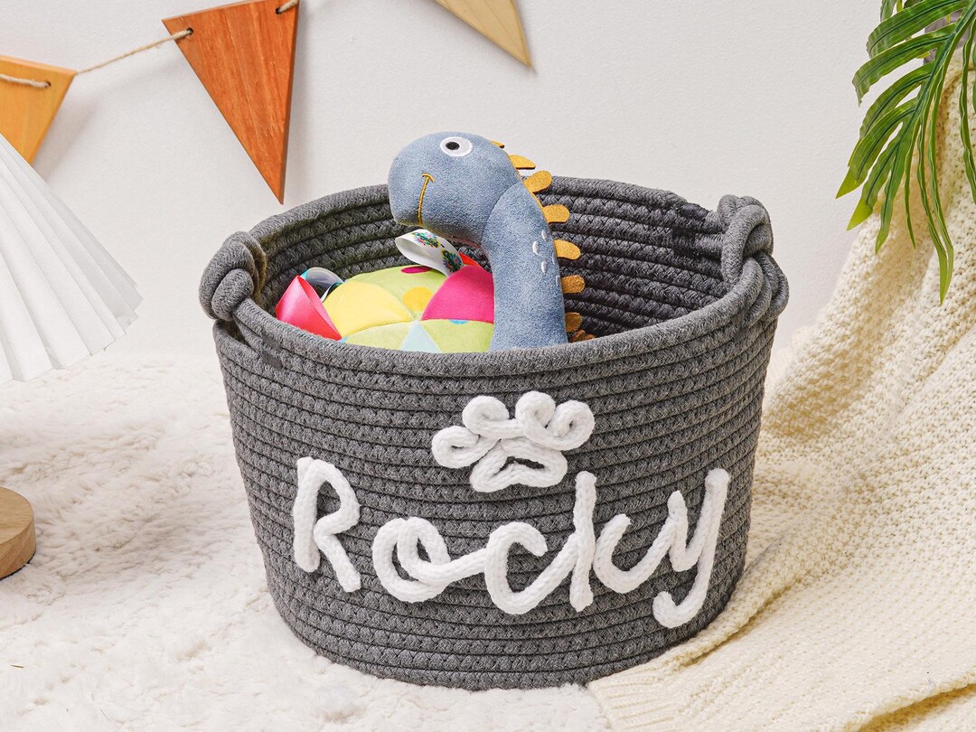 Personalized Dog Toy Basket, Custom Pet Toy Baseket, Dog Toy Storage ...