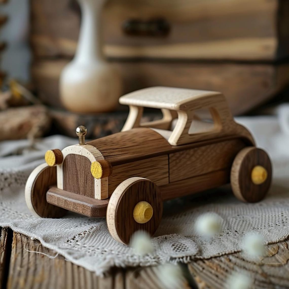 Wooden Toys Car for Toddlers, Handmade Wooden Toy Car Gift for Baby ...