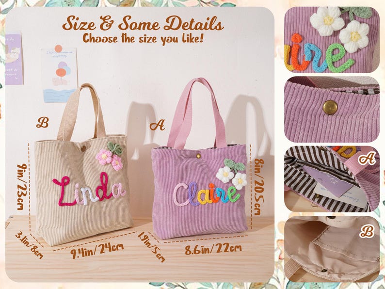 Personalized Name Handbags, Custom Name Handbag as Baby Shower Gifts ...