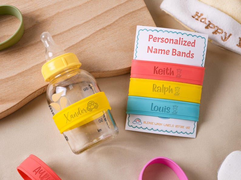 3 Pack - Custom Silicone Bottle Label,laser Engraved Name Water Bottle ...