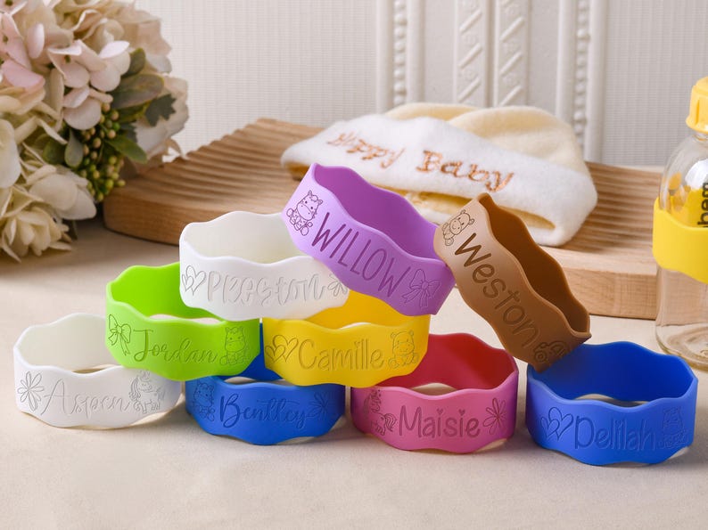 3 Pack - Custom Silicone Bottle Label,laser Engraved Name Water Bottle ...