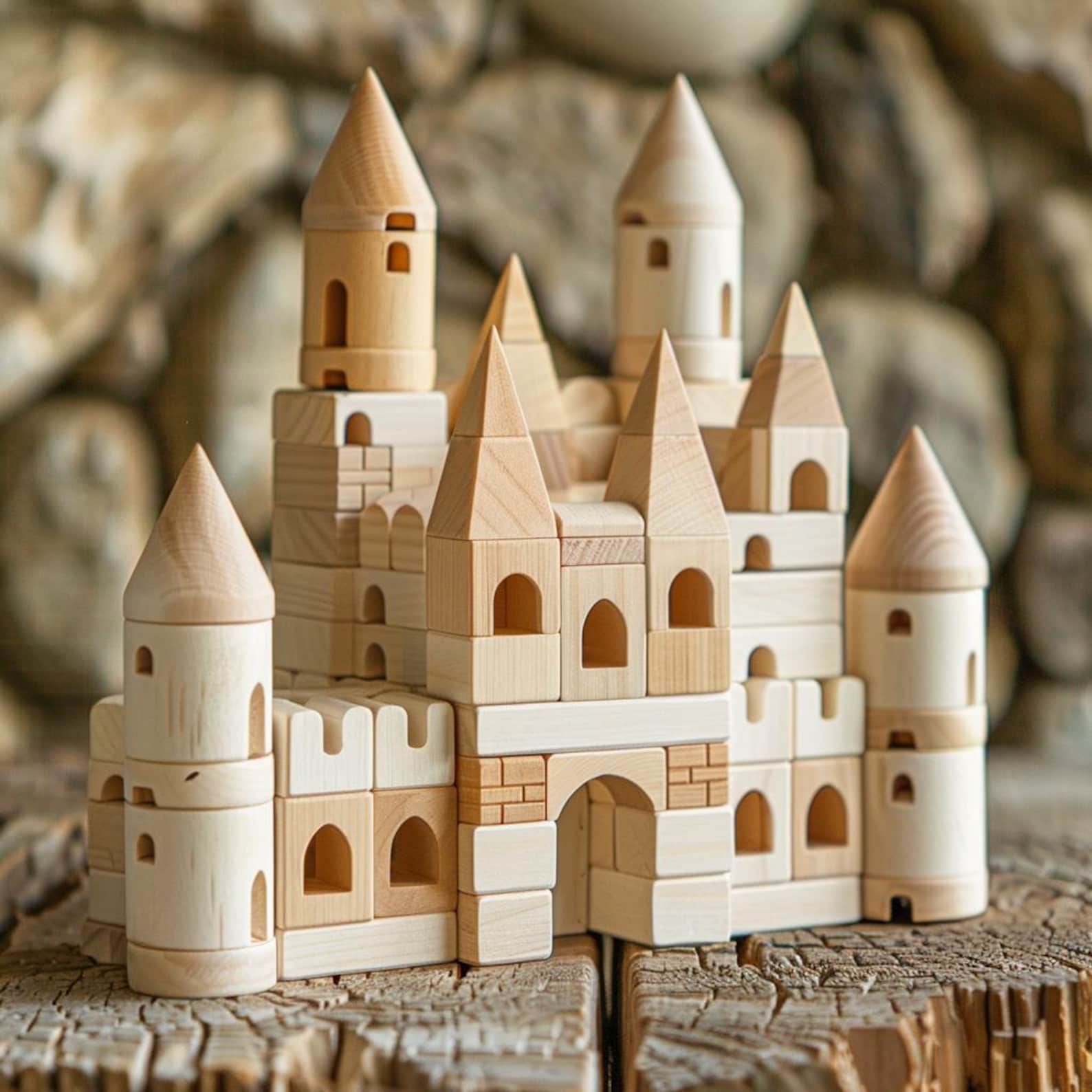 Wooden Castle Toy Set, Baby Wooden Toy Castle, Building Block Castle - Etsy