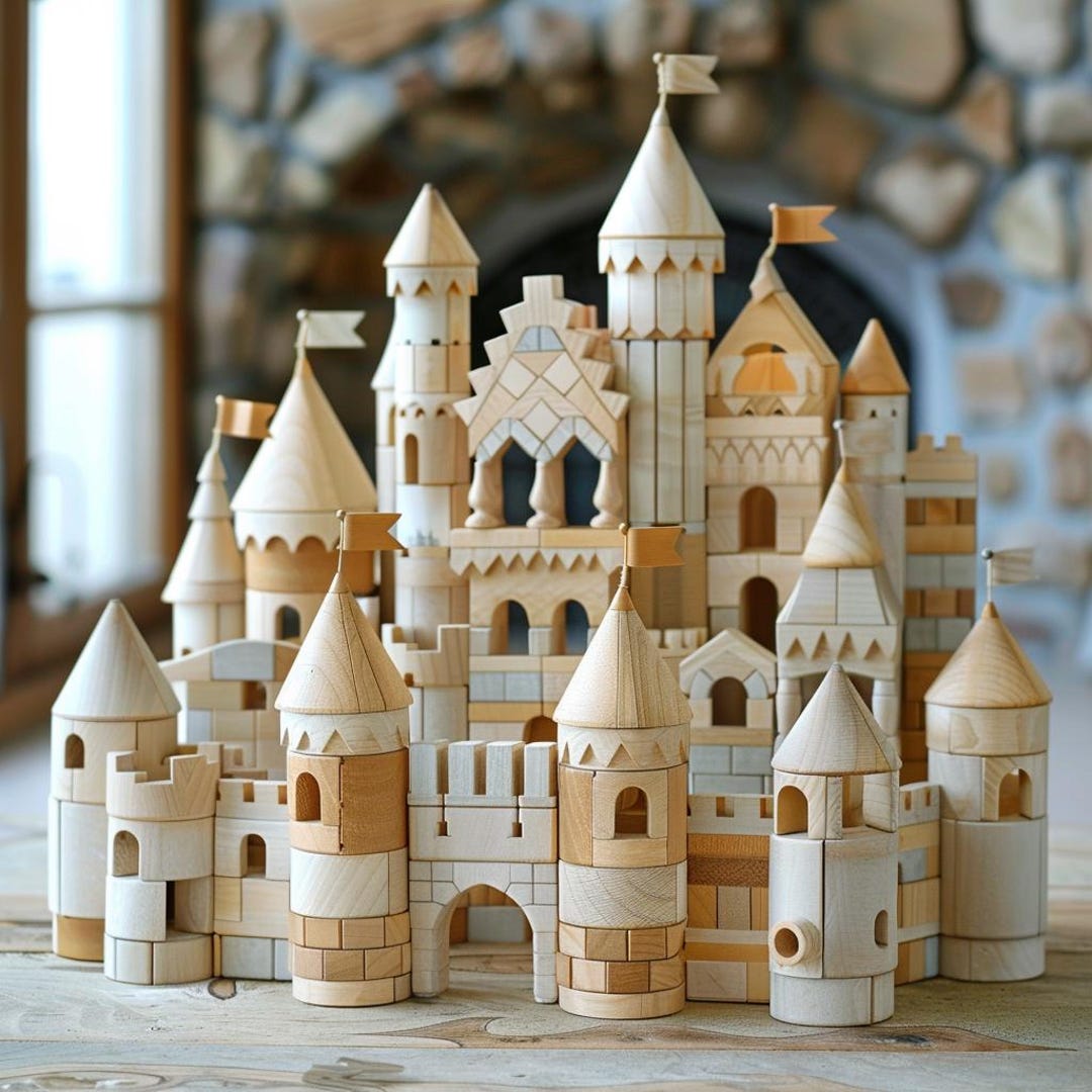 Wooden Castle Toy Set, Baby Wooden Toy Castle, Building Block Castle - Etsy