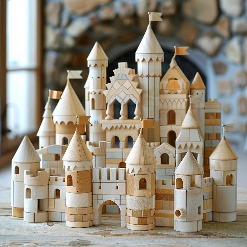 Wooden Castle Toy Set, Baby Wooden Toy Castle, Building Block Castle - Etsy