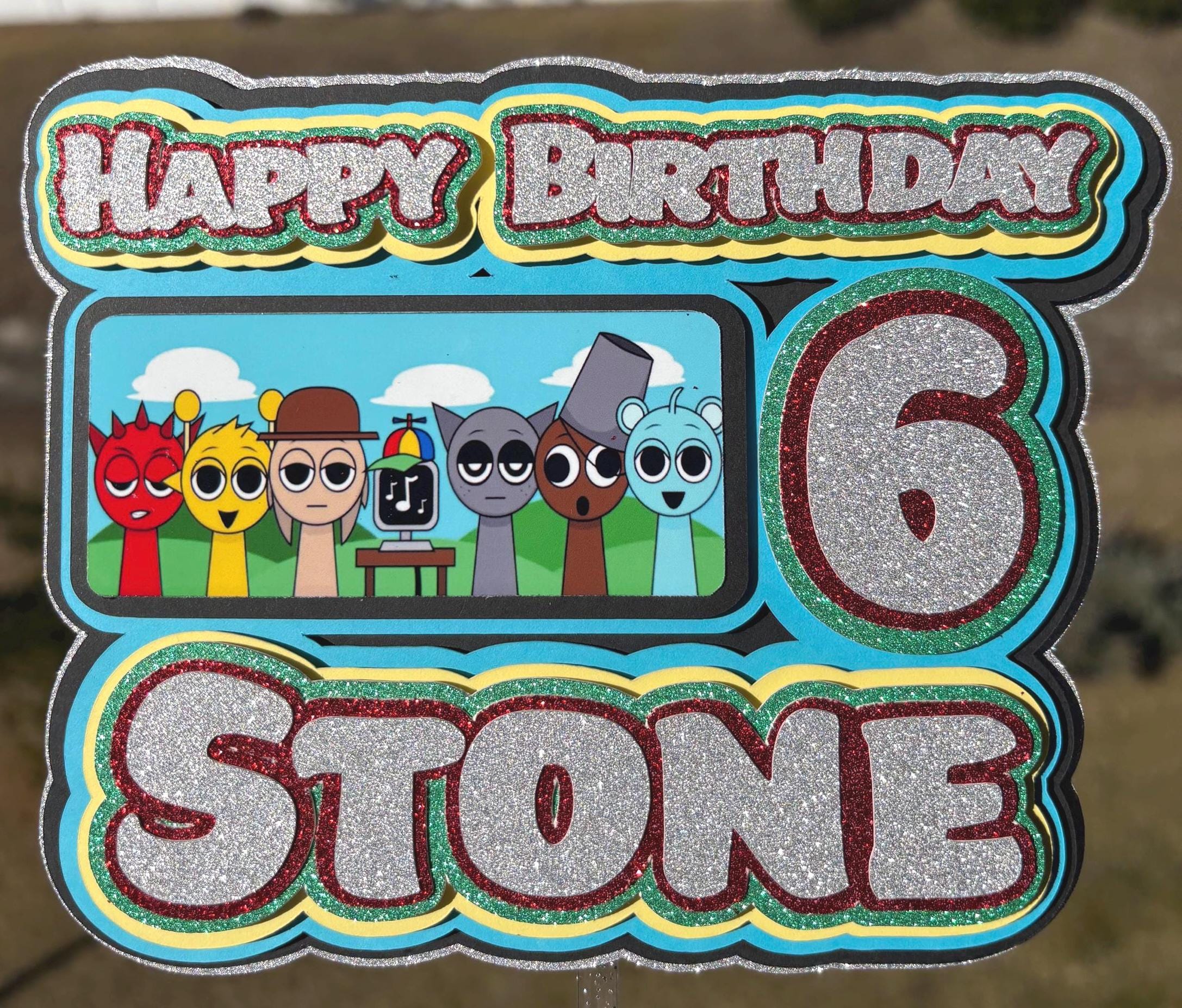 3D Personalized Sprunki , Sprunki TV Birthday Cake Topper & Cupcake ...