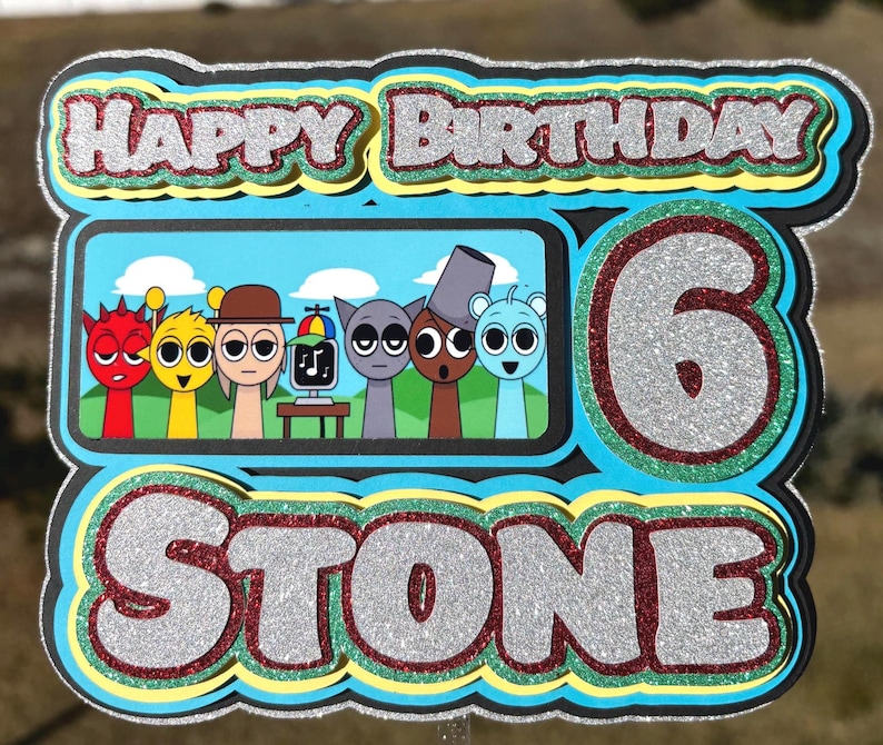 3D Personalized Sprunki , Sprunki TV Birthday Cake Topper & Cupcake ...