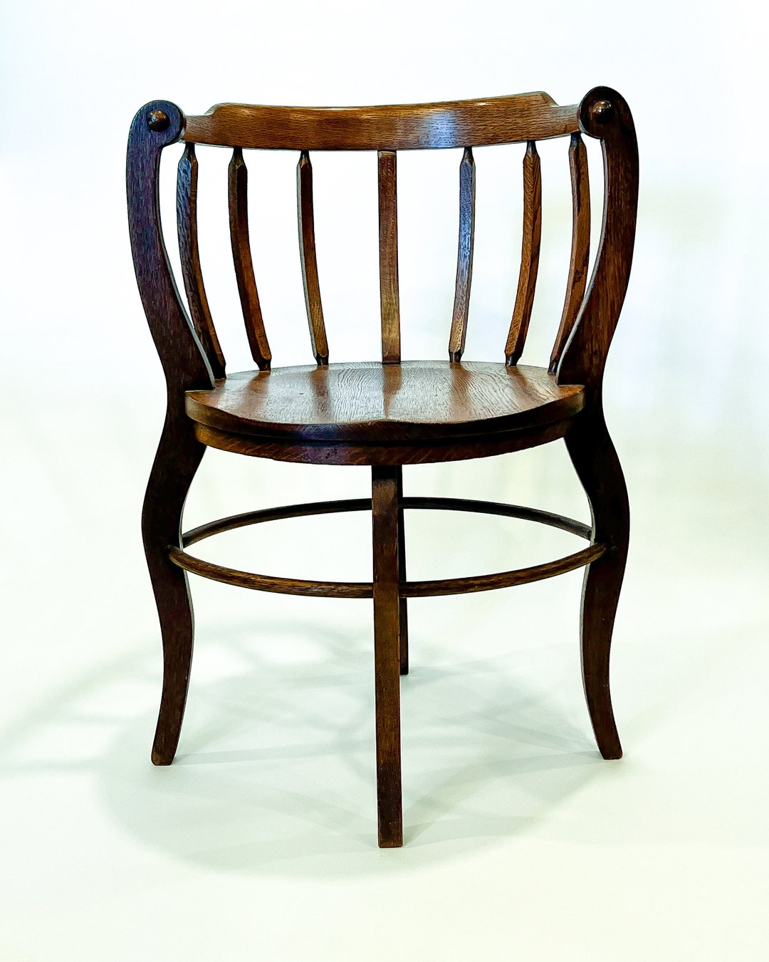 Antique Wood Barrel Back Spindle Chair - Etsy