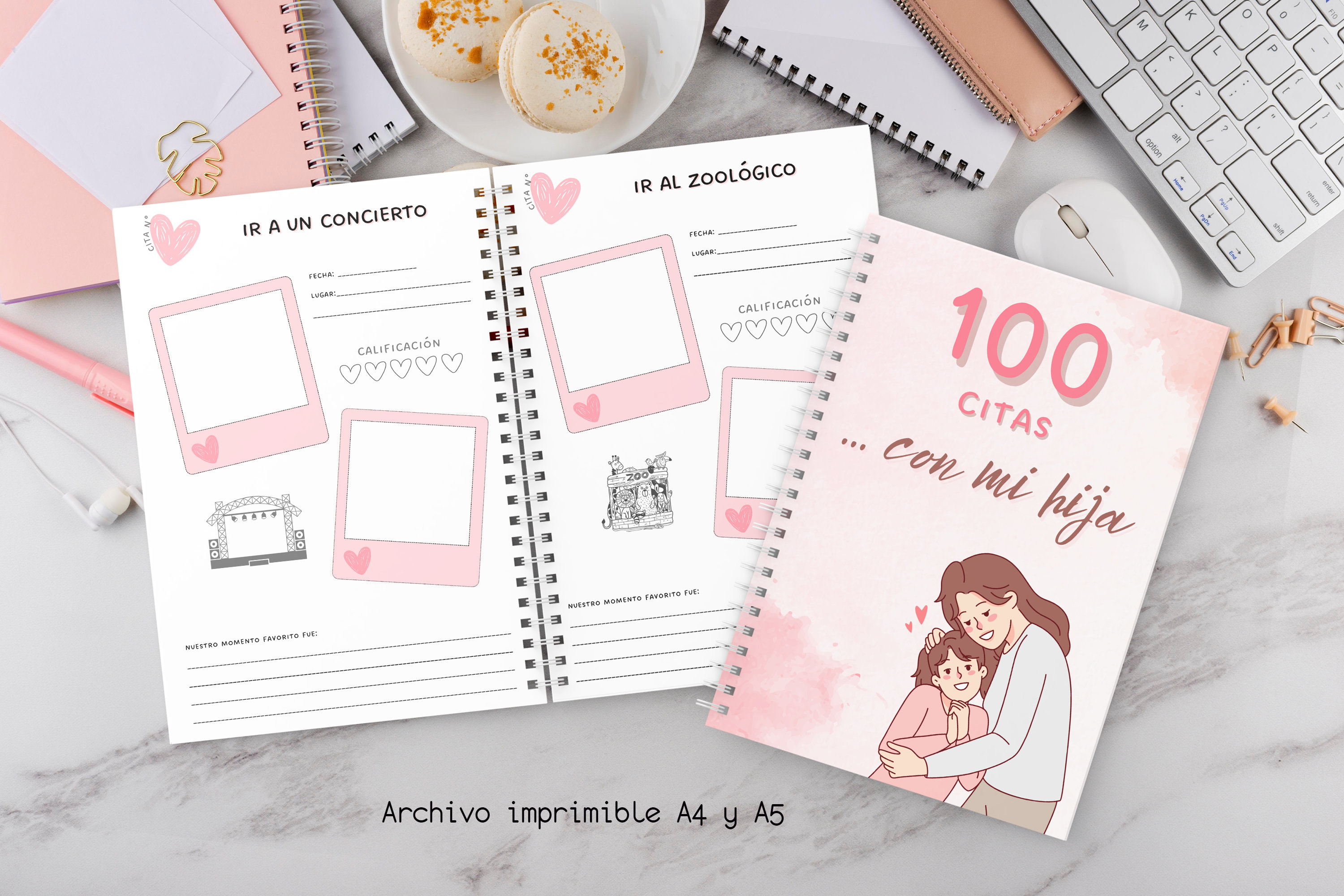 Mamá e hija 100 citas juntas, archivo imprimible 100 citas para mamá e hija, actividades mamá e ...