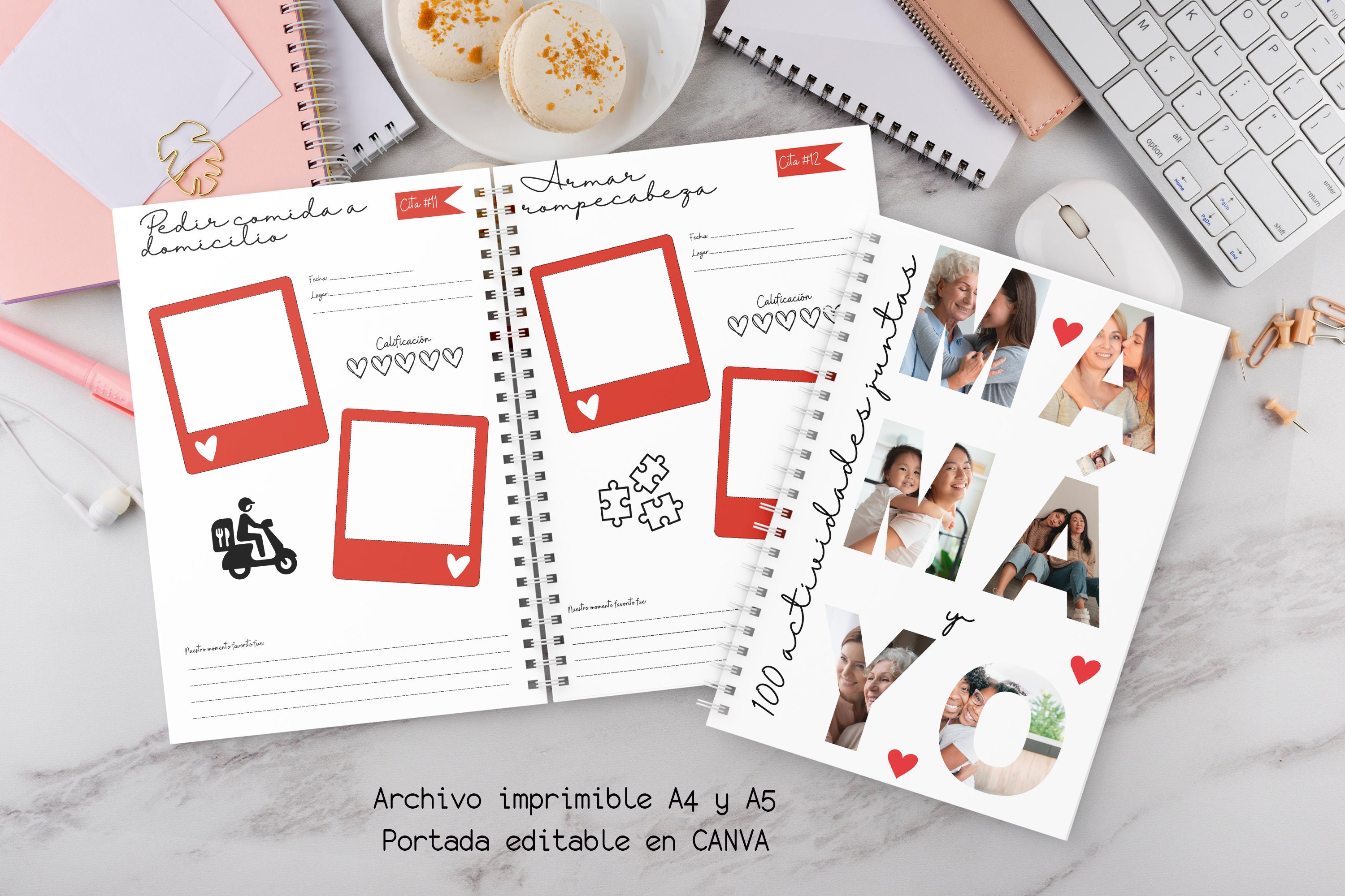 Mamá e hija 100 citas juntas, archivo imprimible 100 citas para mamá e hija, actividades mamá e ...