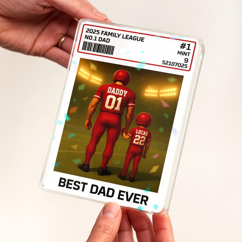 Baseball No.1 Dad, Grandpa, Man & Kids Trading Card Style Personalized ...