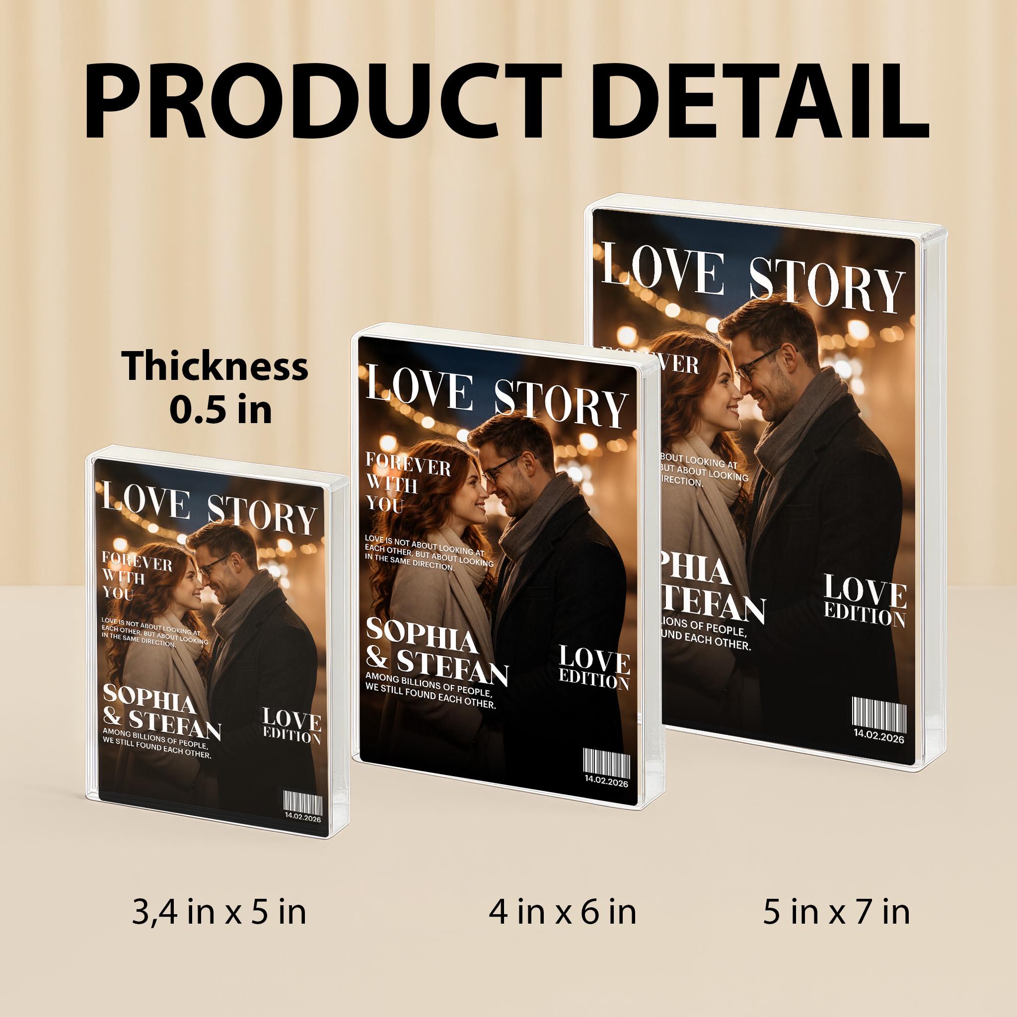 Personalized Couple Magazine Cover Acrylic Block, Custom Love Photo ...