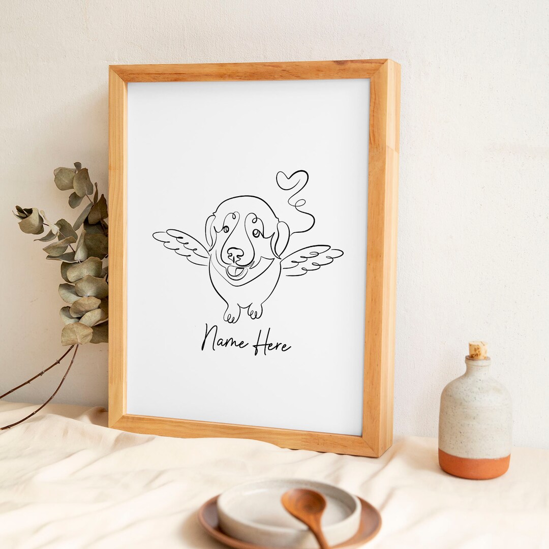 Custom Pet Angel Wings Outline Drawing, Memorial Art, Digital Pet ...