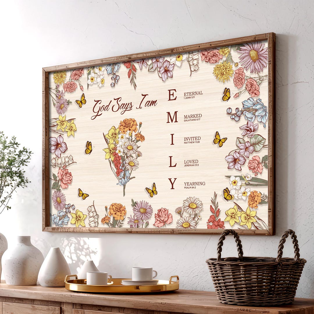 God Says I Am Christian Poster Print, Custom Name Bible Verse Poster ...