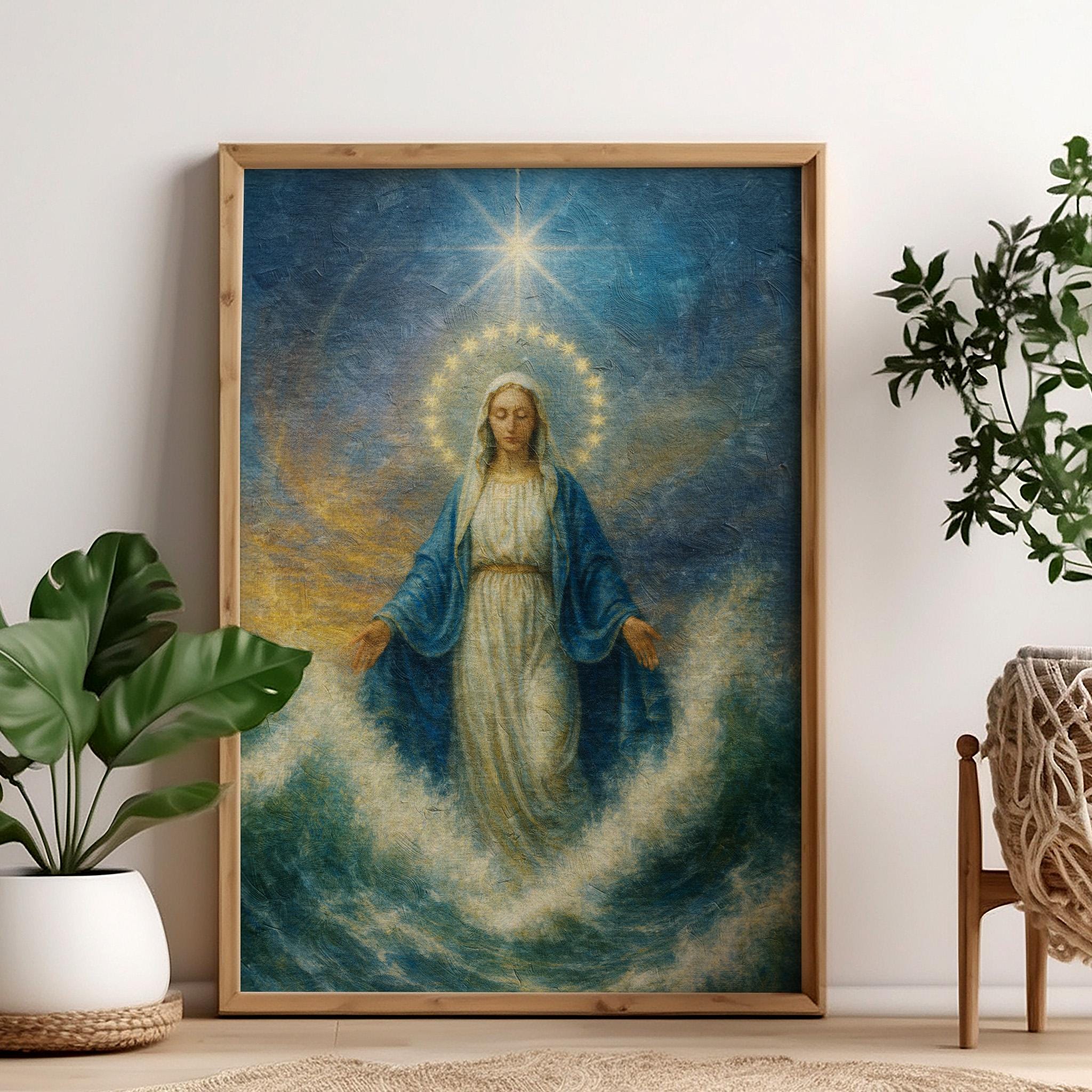 Virgin Mary Star of the Sea Poster, Catholic Religious Framed Art ...