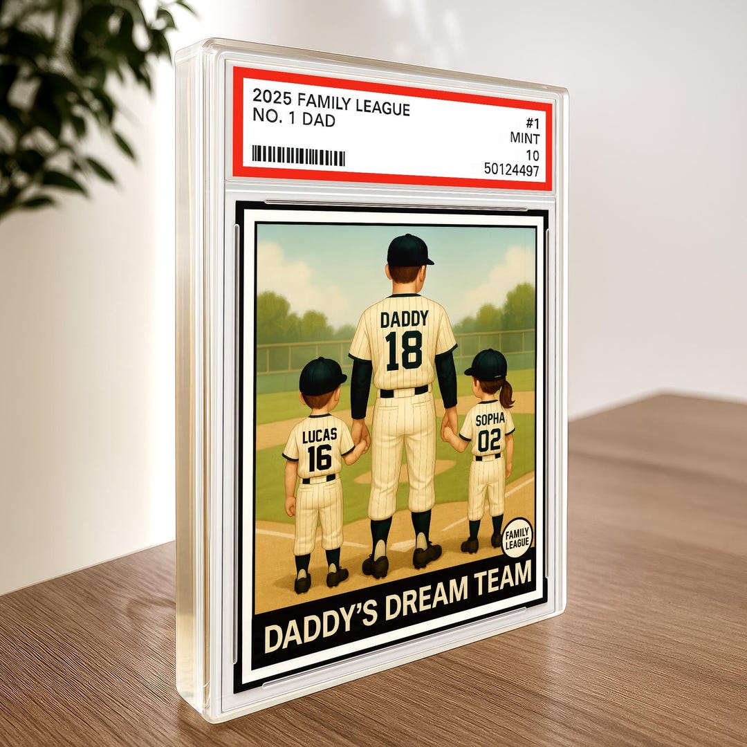Baseball No. 1 Dad Grandpa Man & Kids Trading Card Style, Acrylic Block ...