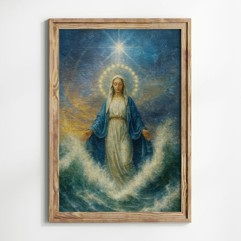 Virgin Mary Star of the Sea Poster, Catholic Religious Framed Art ...