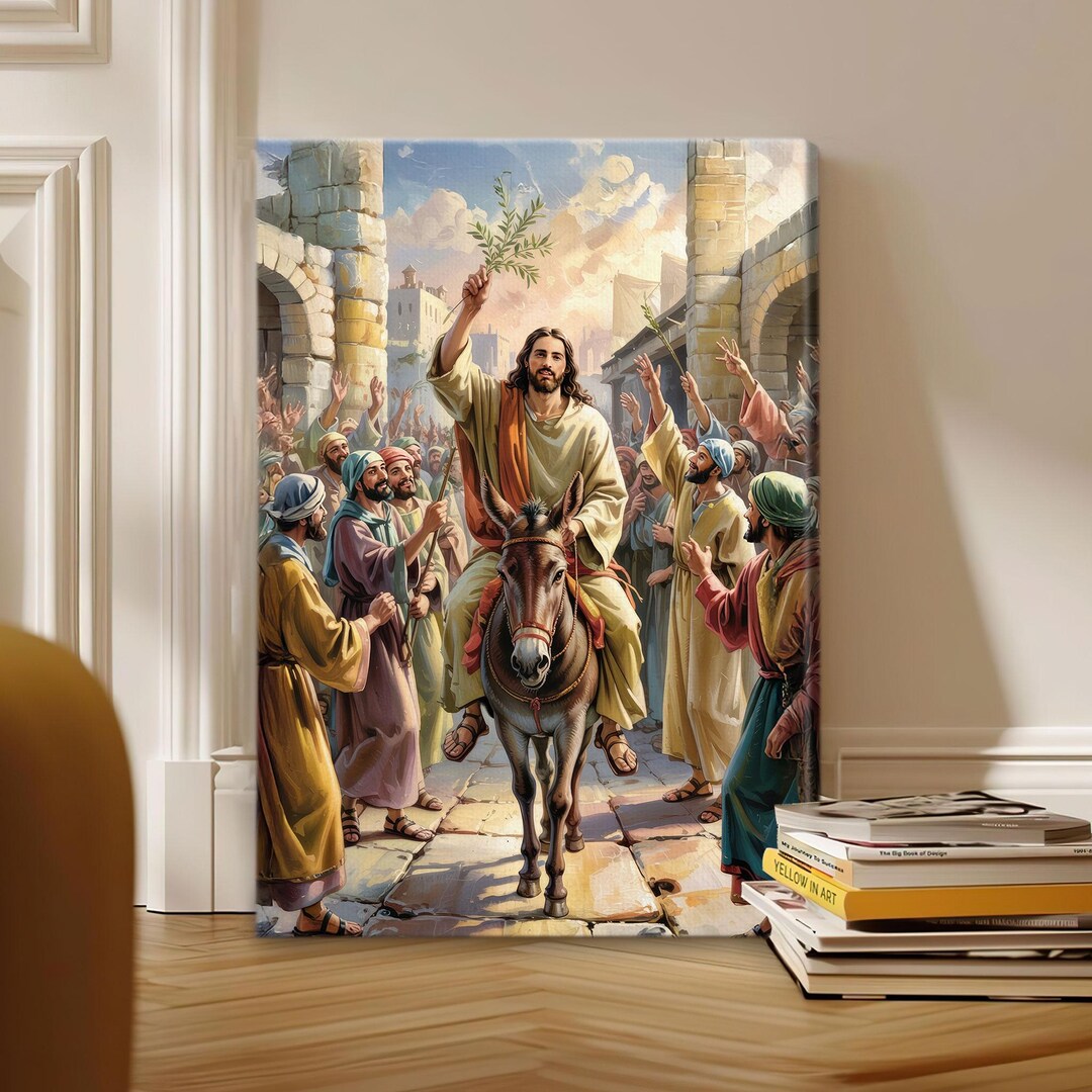 Holy Week Jesus Riding Donkey Canvas for Palm Sunday Easter, Christian ...