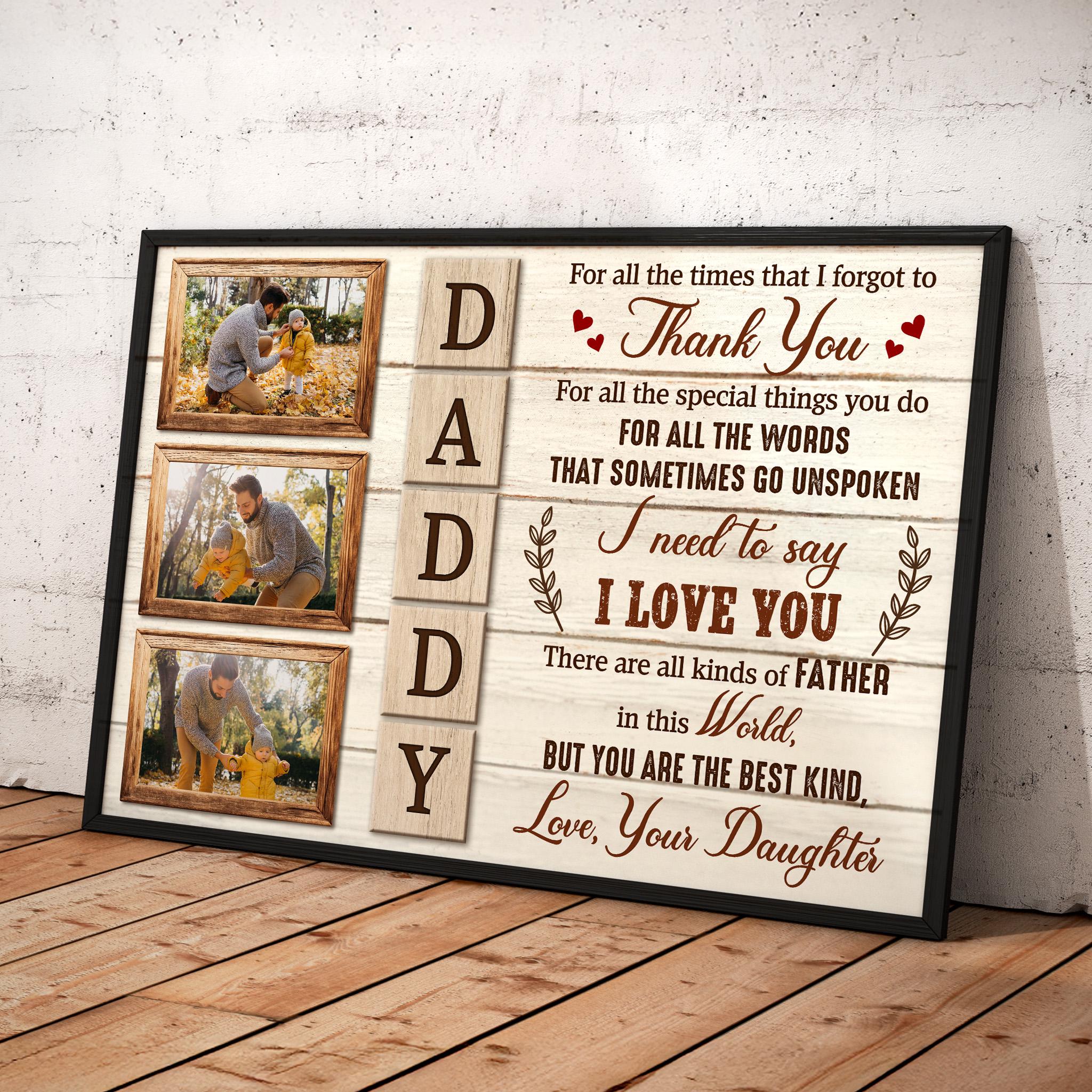 Custom Daddy Photo Poster, Thank You Dad Quote Gift, I Love You for ...