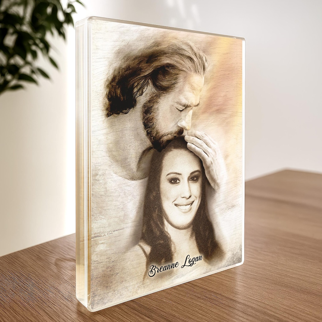 Christian Acrylic Block, Jesus Blessing Woman Portrait, Custom Memorial ...