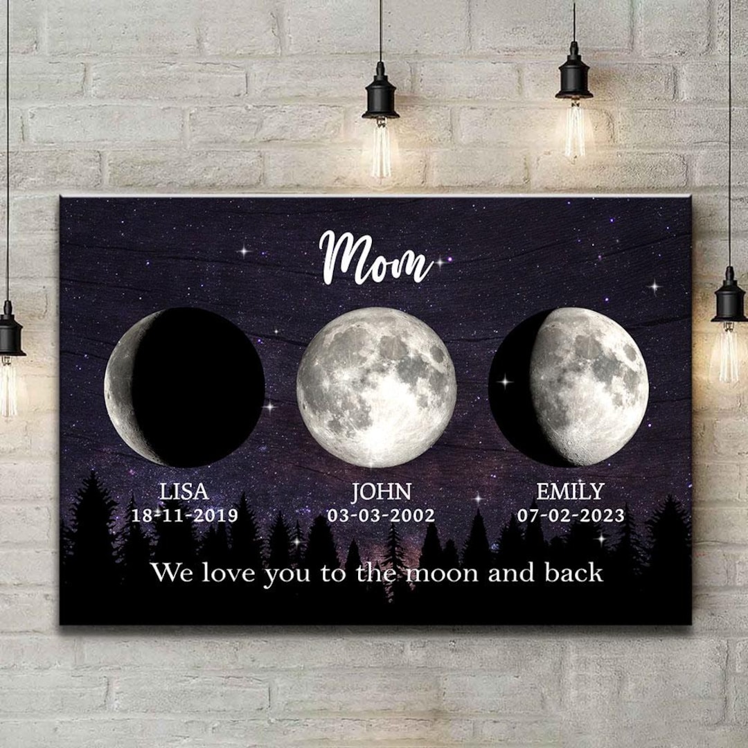 Custom Moon Phase Canvas for Mom, Mothers Day Gift 2025 With Kids Names ...