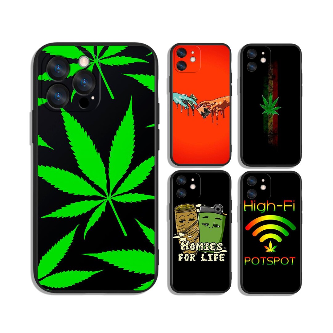 Weed Cannabis Leaf Aesthetic Mystic Style Protective Custom Phone Cases ...