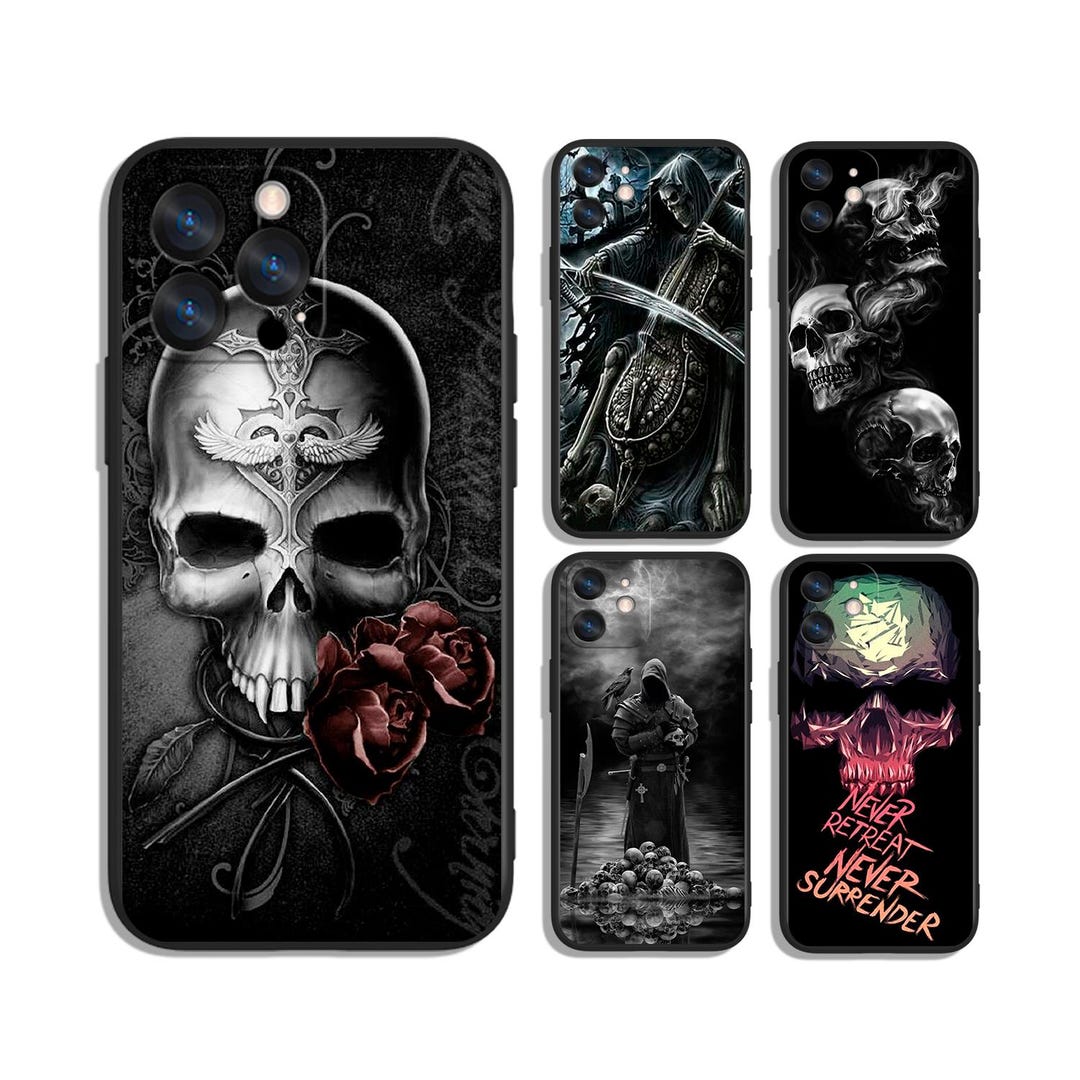 Grim Reaper Skull Dark Gothic Aesthetic Style Protective Custom Phone ...
