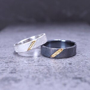 Kintsugi Wedding Ring Set – His and Hers Rings in 999 Silver and 24K ...