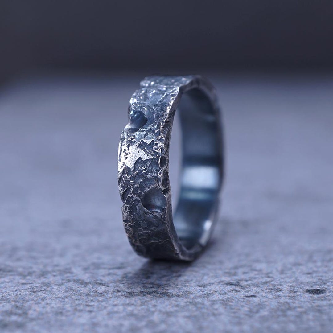 Moon Surface Crater Ring | 999 Fine Silver Band Ring for Men and Women ...