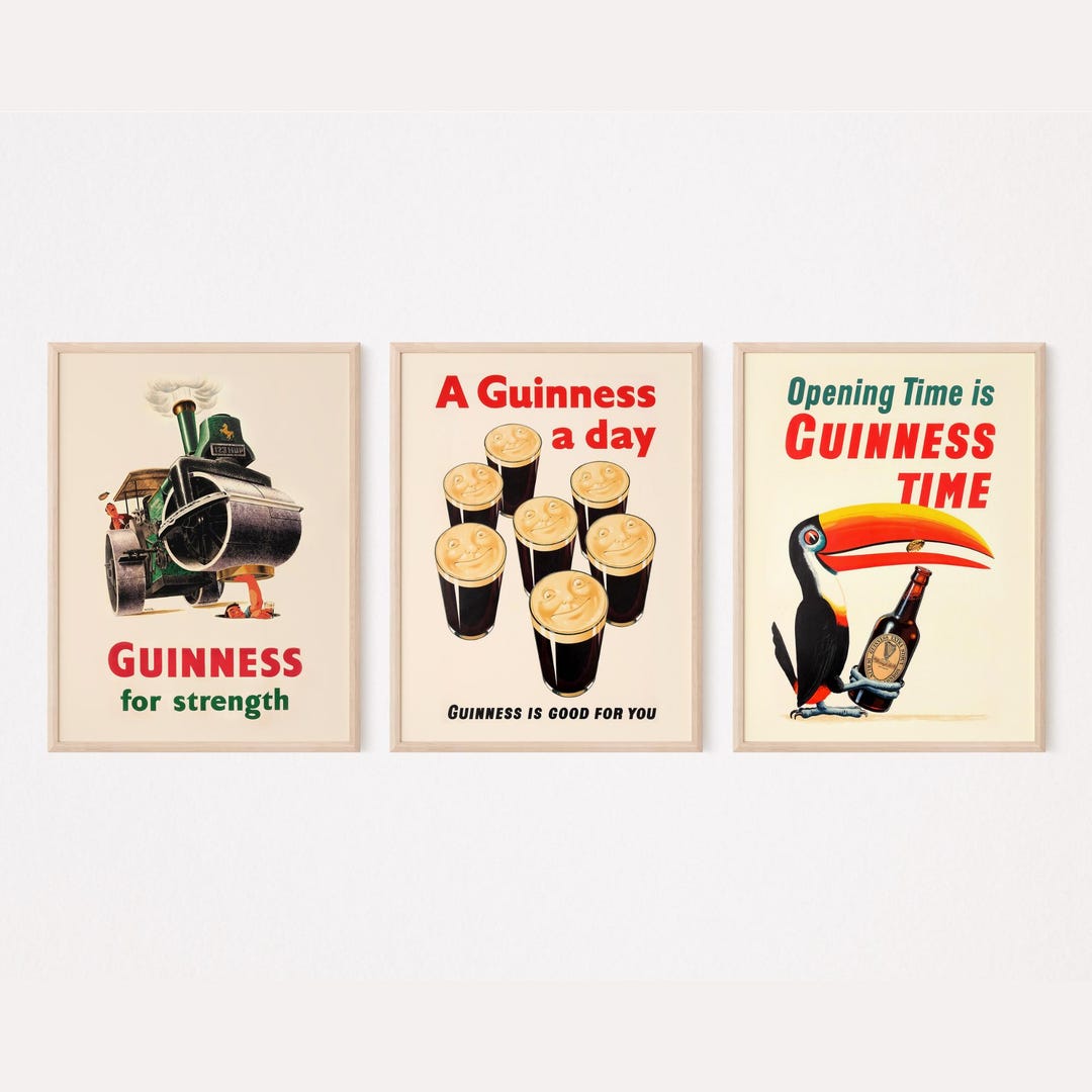Vintage Guinness Advertising Poster Set: Irish Pub Art (digital ...