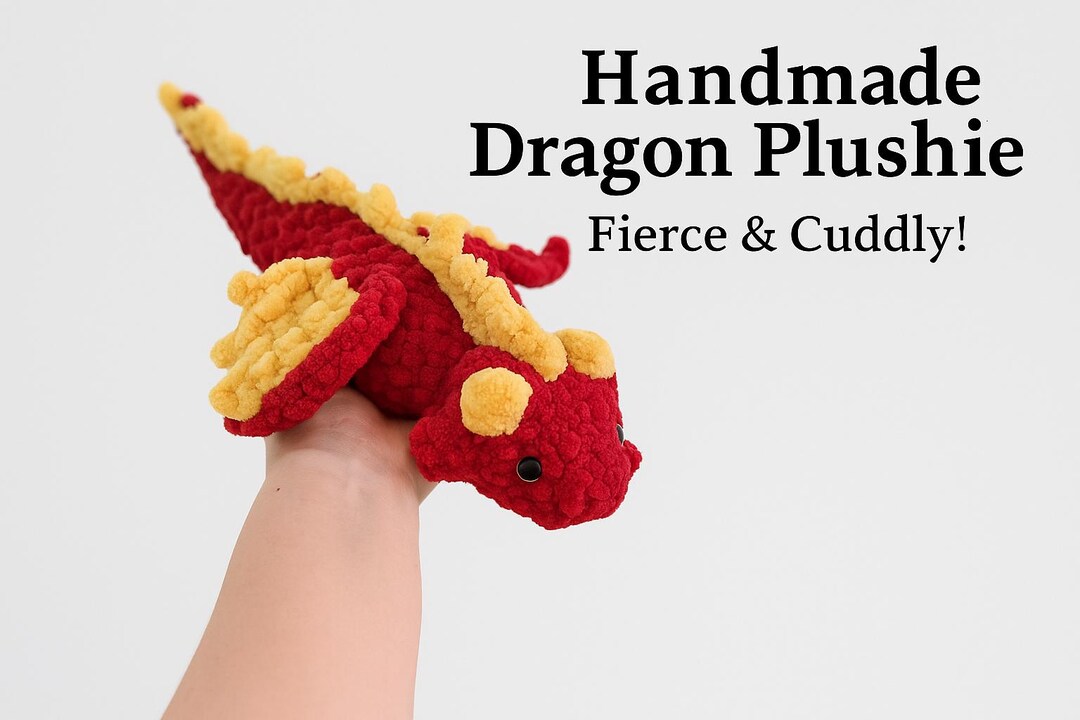 Handmade Crochet Fire Dragon Plushie: Red & Yellow Stuffed Animal - Etsy