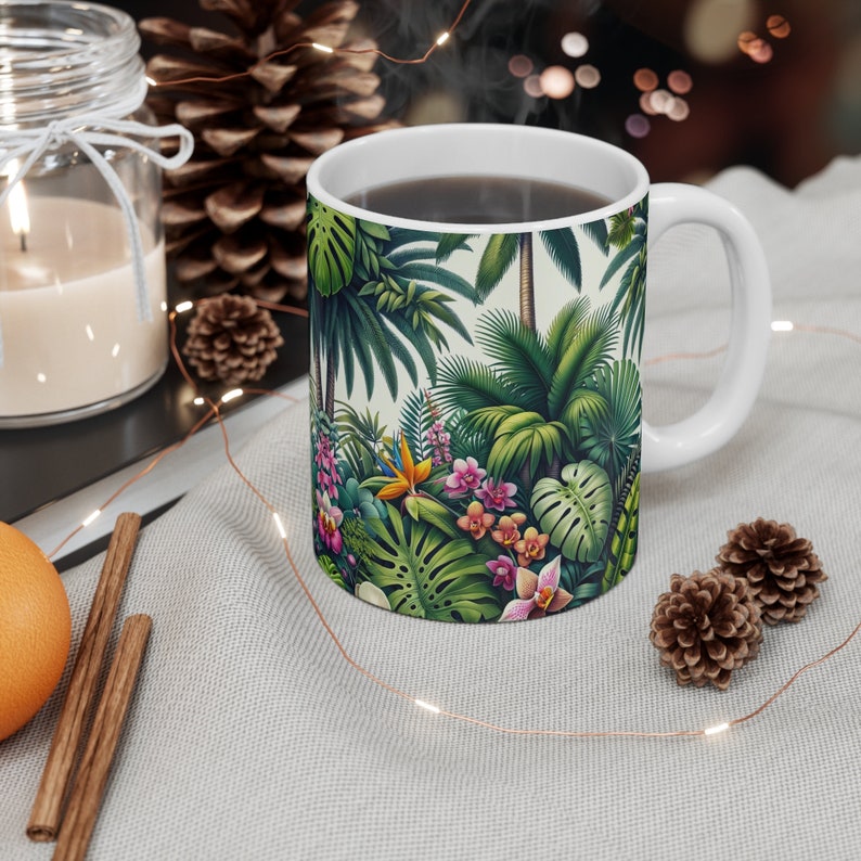 TROPICAL COFFEE MUGS, Monstera Mug, Jungle Theme Ceramic Mug, Hawaiian ...